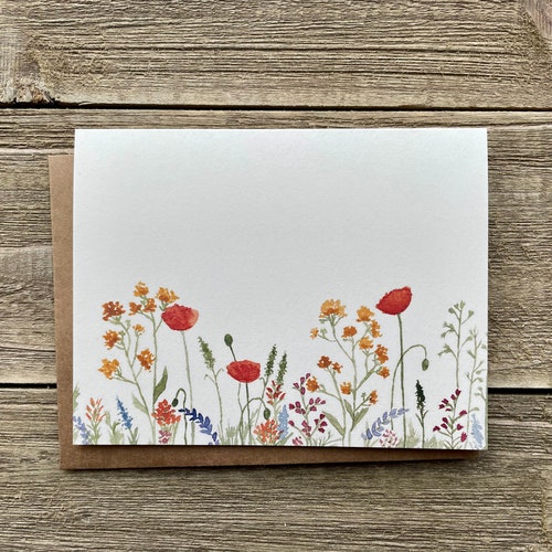 Wildflower Note Cards Set of 12 With Matching Envelopes - Etsy