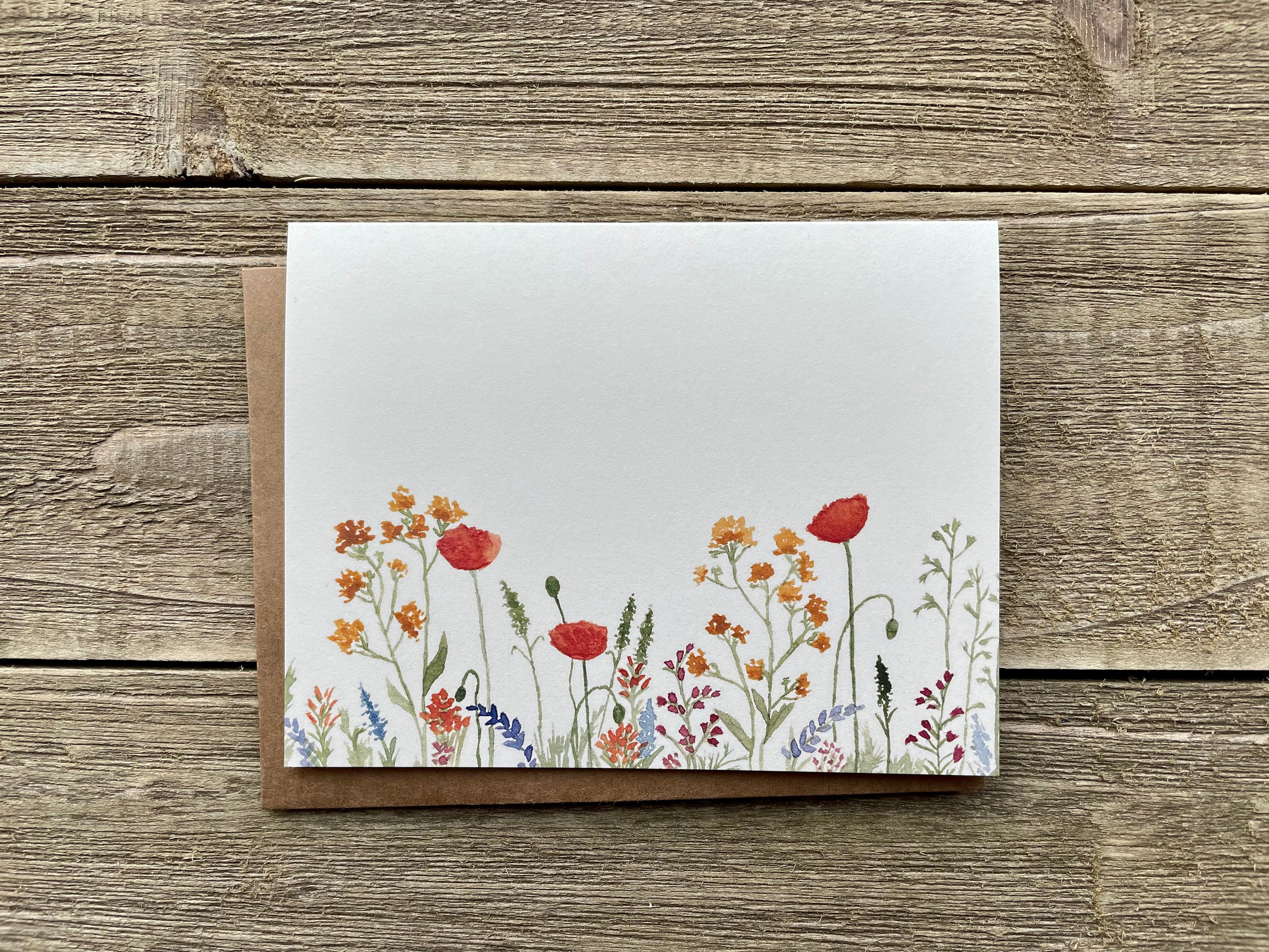 Watercolor Wildflower Notecards Floral Stationery Set of 4 | Etsy