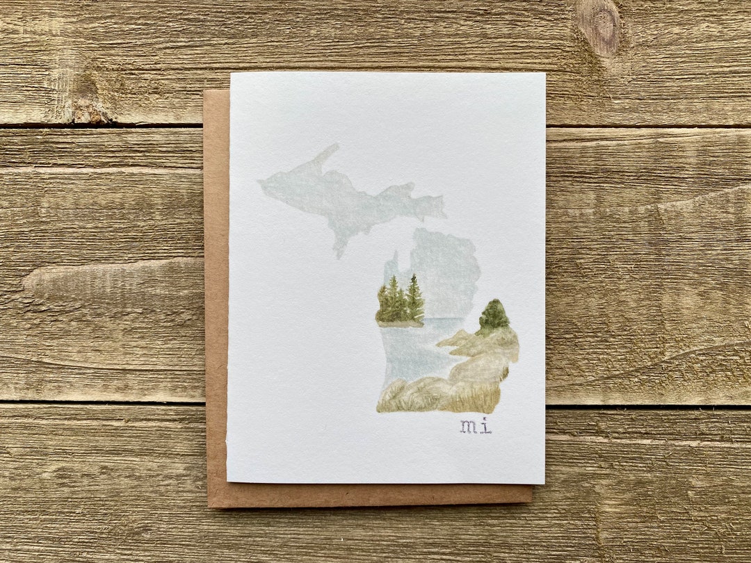 Watercolor Michigan Notecards | Set of 4 | MI Watercolor Prints | Hand ...