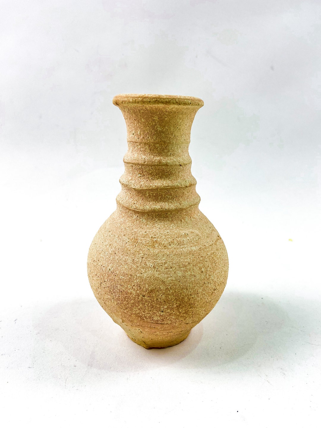Sandstone Coloured Pottery Vase, Long Neck Vase, Handmade Pottery Vase ...