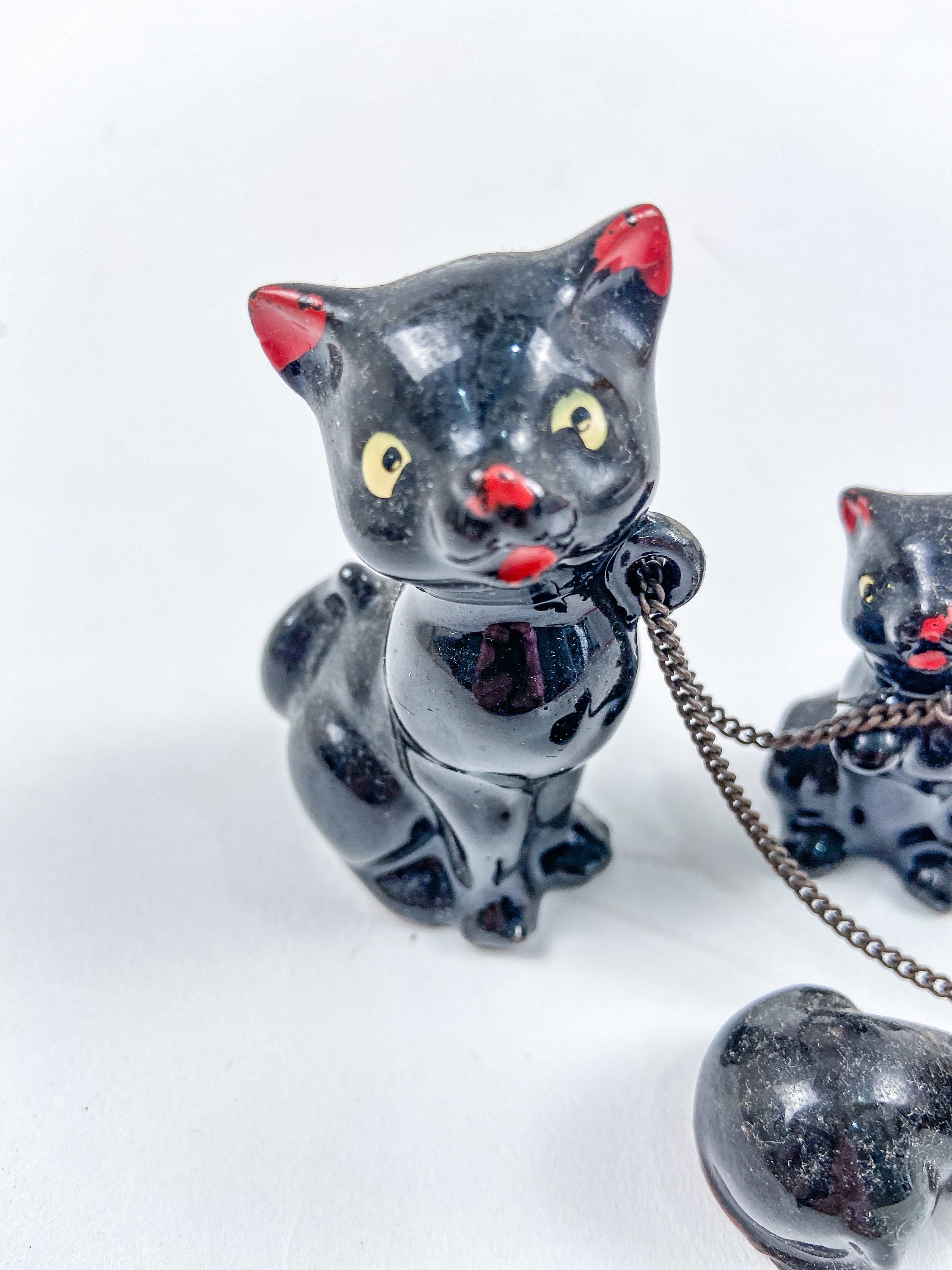 Vintage Chained Cat Statue; Cat and Two Kittens Figurine - Etsy Australia