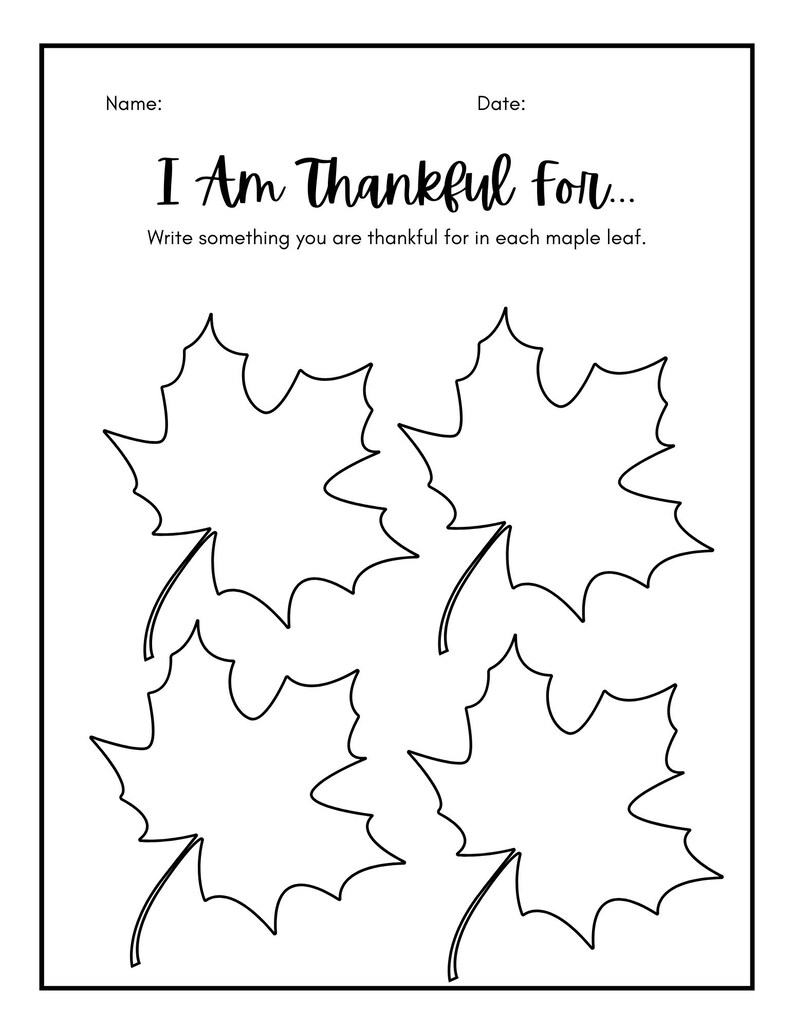 Thankful Leaf Worksheet - Etsy