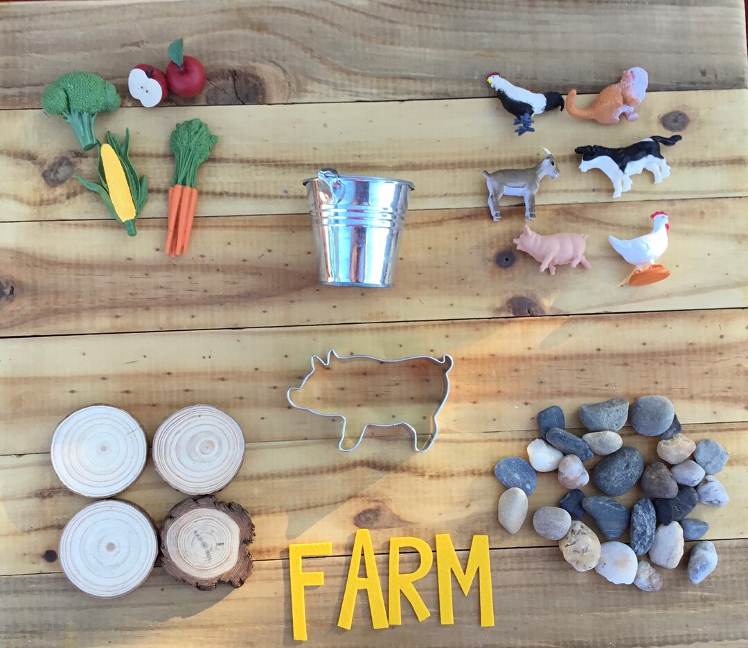 Farm Yard Sensory Bin/farm Animals Play Kit/playdoh Kit/preschool Play ...