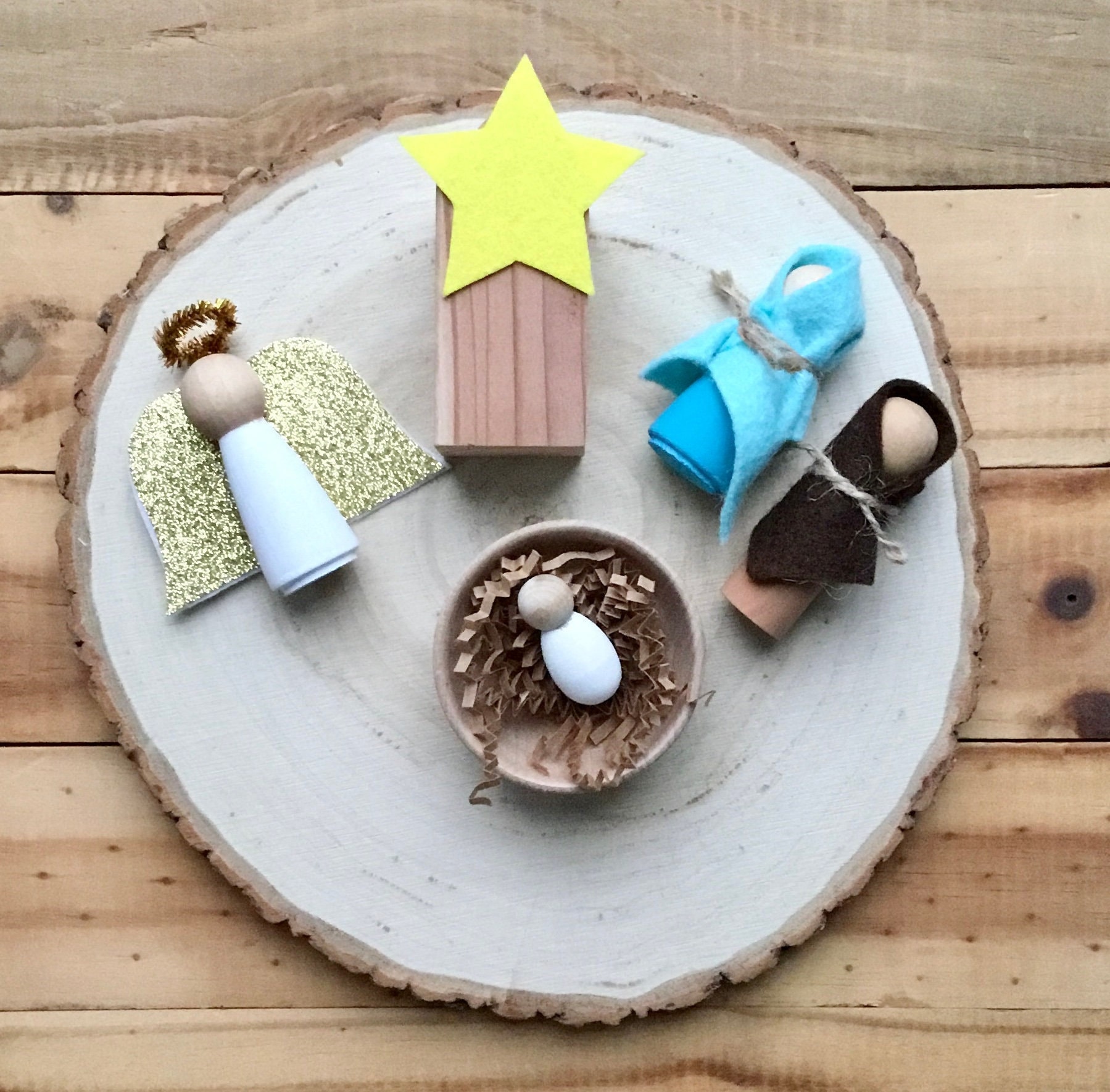 Mini Peg Doll Nativity Set/first Christmas Play Set/jesus is Born Play ...