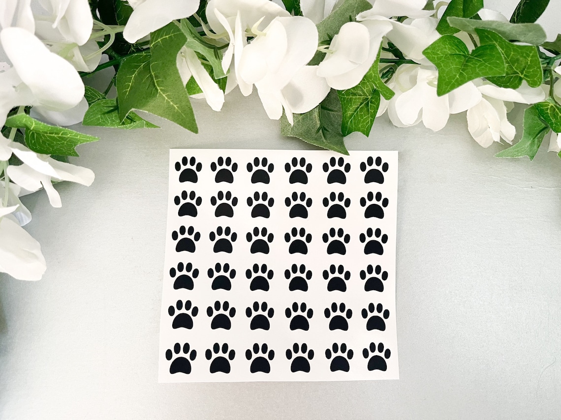 Dog Paw Print Vinyl Stickers - X36 Stickers - Lots of Colours Available ...