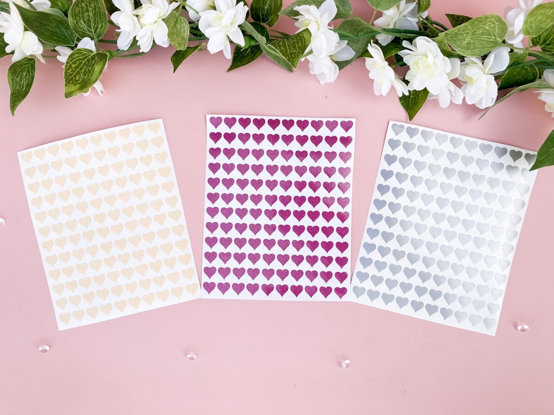 X120/48/35 Heart Vinyl Stickers - for Weddings, Birthdays, Notebooks ...