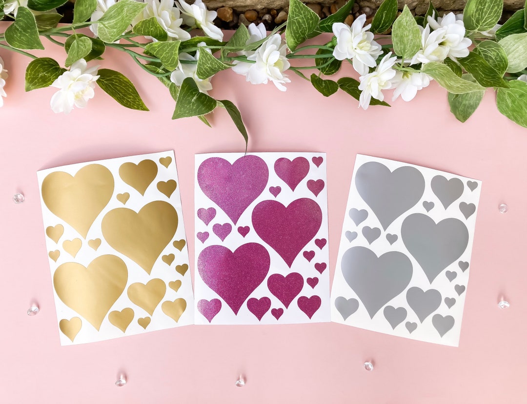 Sparkle and Matte Heart Vinyl Stickers - Arts & Crafts, Weddings - X20 ...