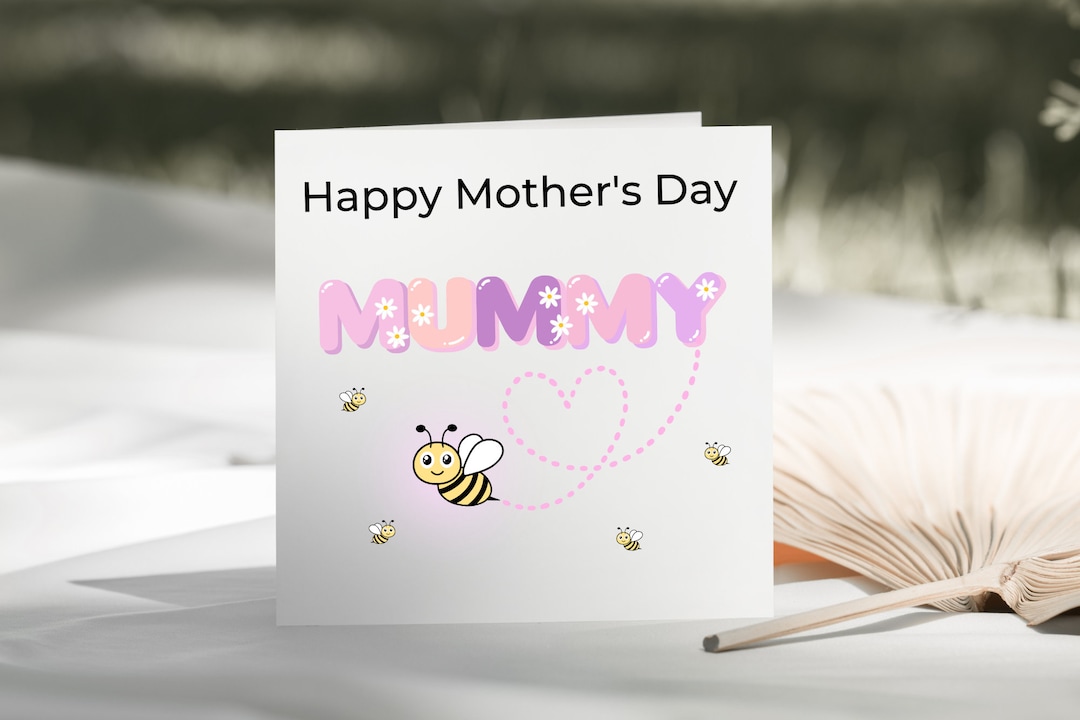 Happy Mother's Day Bee Card Mother's Day Card for Mummy / Mum Bee Card ...