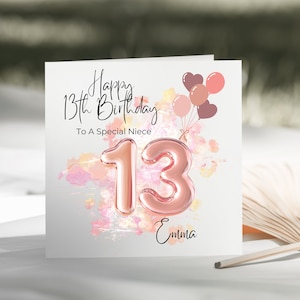 Personalised 13th Birthday Card – Daughter, Granddaughter, Niece - Etsy