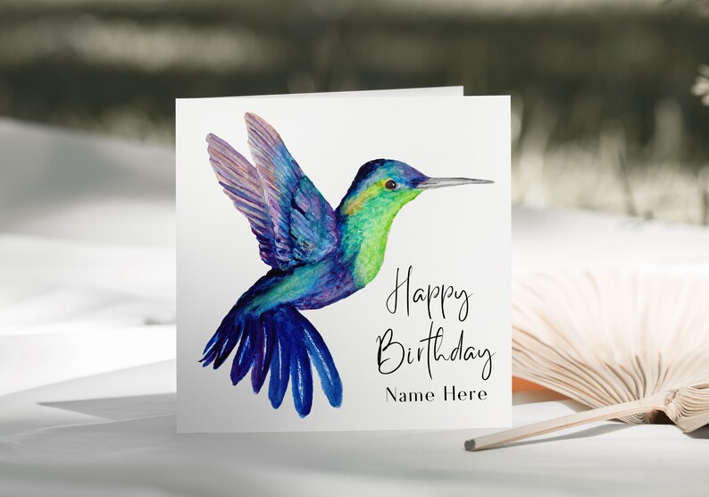 Personalised Hummingbird Birthday Card - Etsy