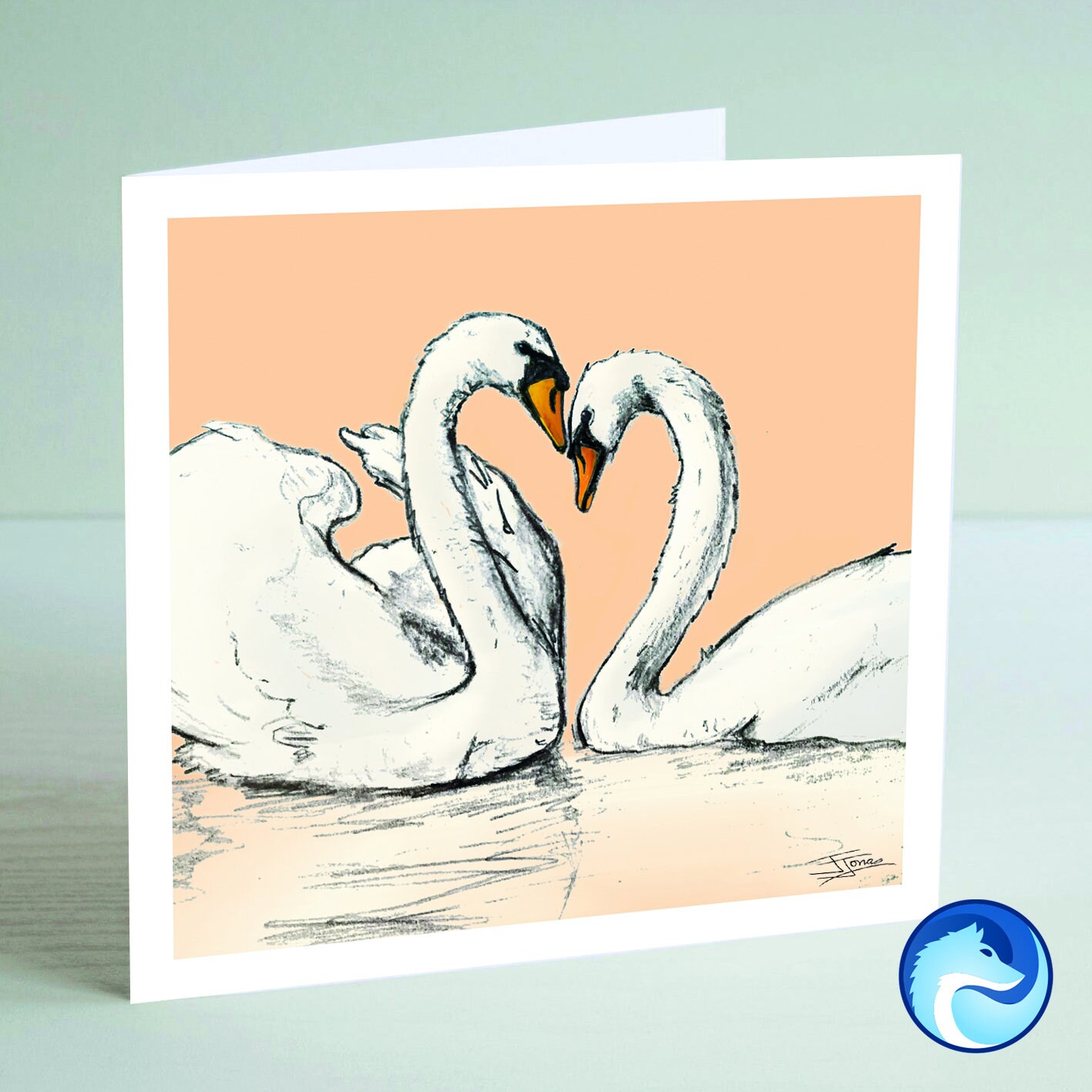 Swan Greeting Card / Anniversary Card Handmade Wildlife Art - Etsy