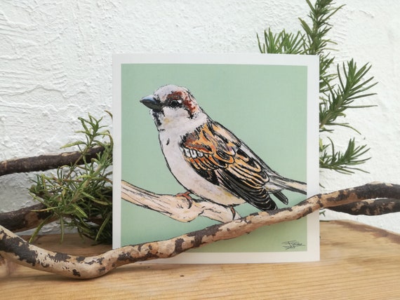 Sparrow Greeting Card This Sparrow Greeting Card is Perfect - Etsy