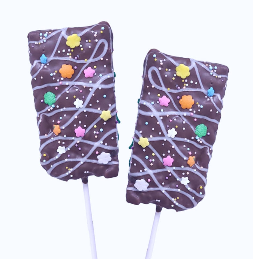 15 Chocolate Covered Rice Krispie Treat Pops (spring or Easter) - Etsy