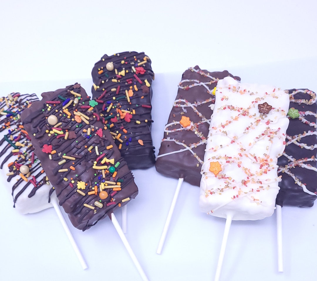 12 Autumn/fall/thanksgiving Chocolate Covered Rice Krispie Treat Pops ...