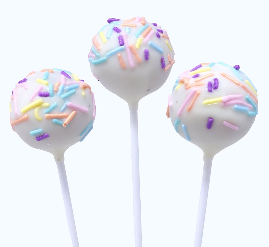 12 Cake Pops - Pastel Rainbow Sprinkles - Etsy