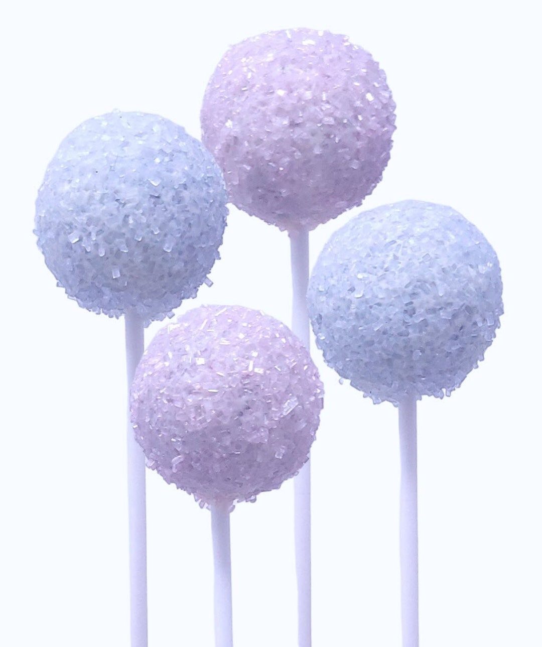 12 Cake Pops - Baby Shower Light Pink or Light Blue Sugar Crystals - Etsy