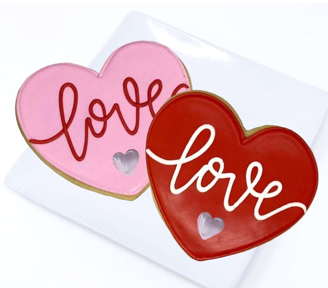 12 Love Heart Royal Icing Candy Glass Cookies - Etsy