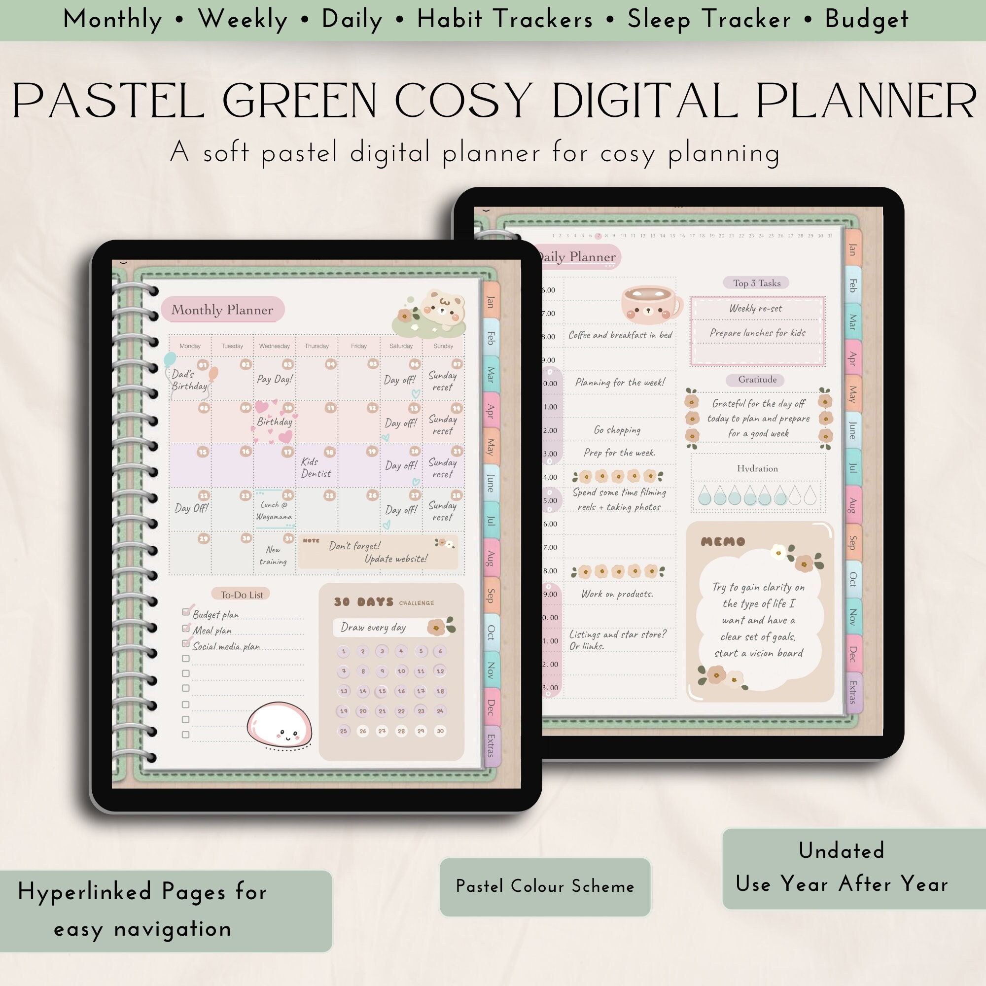 Cottage Core Pastel Digital Planner. Goodnotes, Daily Planner ...