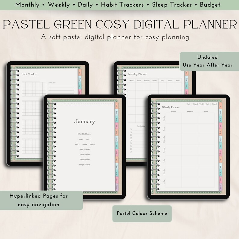 Cottage Core Pastel Digital Planner. Goodnotes, Daily Planner ...