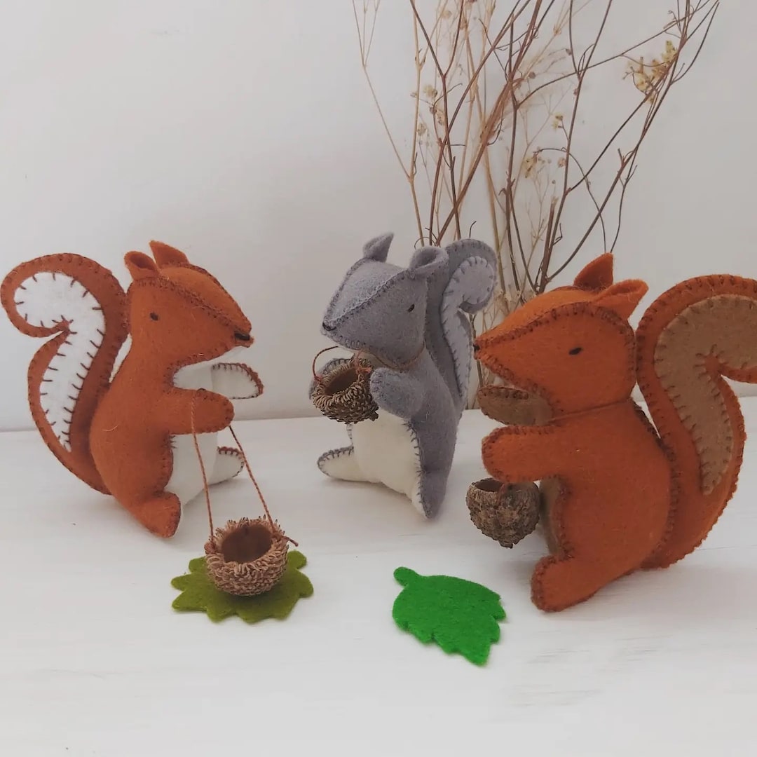 Felt Squirrel and a Toadstool | Stuffed Brown Squirrel | Waldorf ...