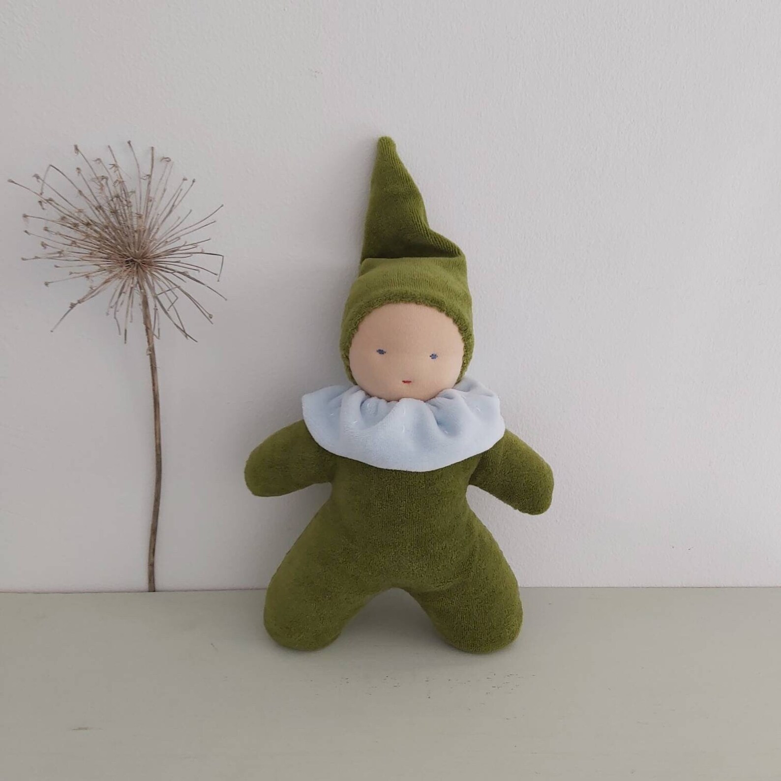 Green Soft Waldorf Doll | 9" (23 Cm) Handmade Doll | Steiner Doll ...