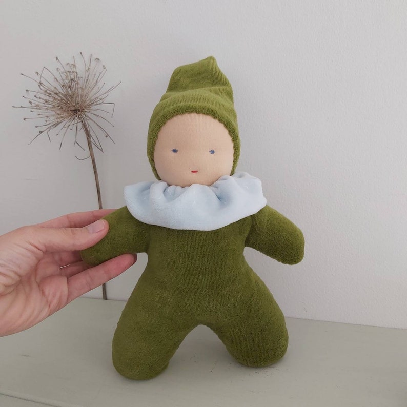 Green Soft Waldorf Doll | 9" (23 Cm) Handmade Doll | Steiner Doll ...