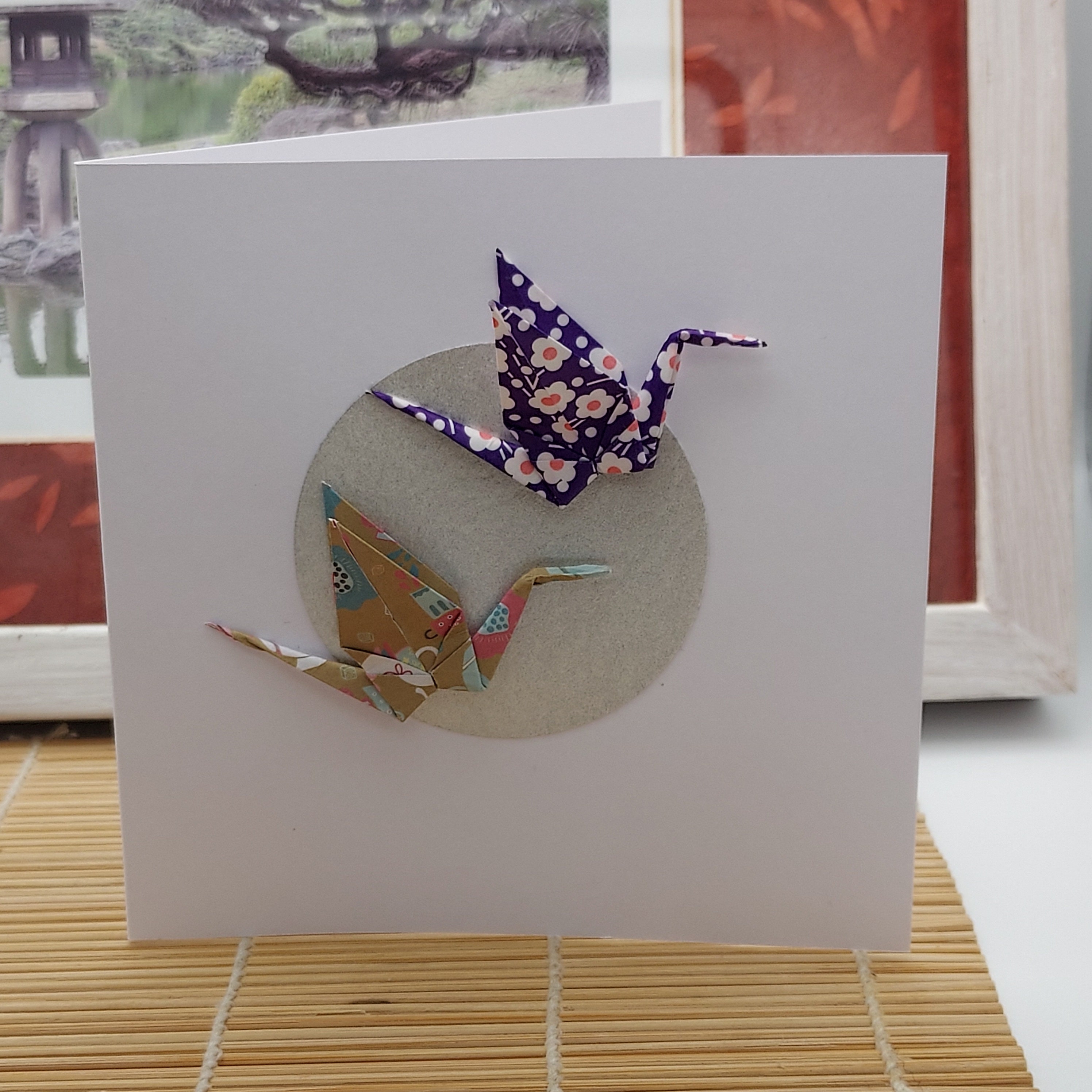 Origami Card With 2 Lucky Cranes for Birthday, Handmade Card, Christmas ...