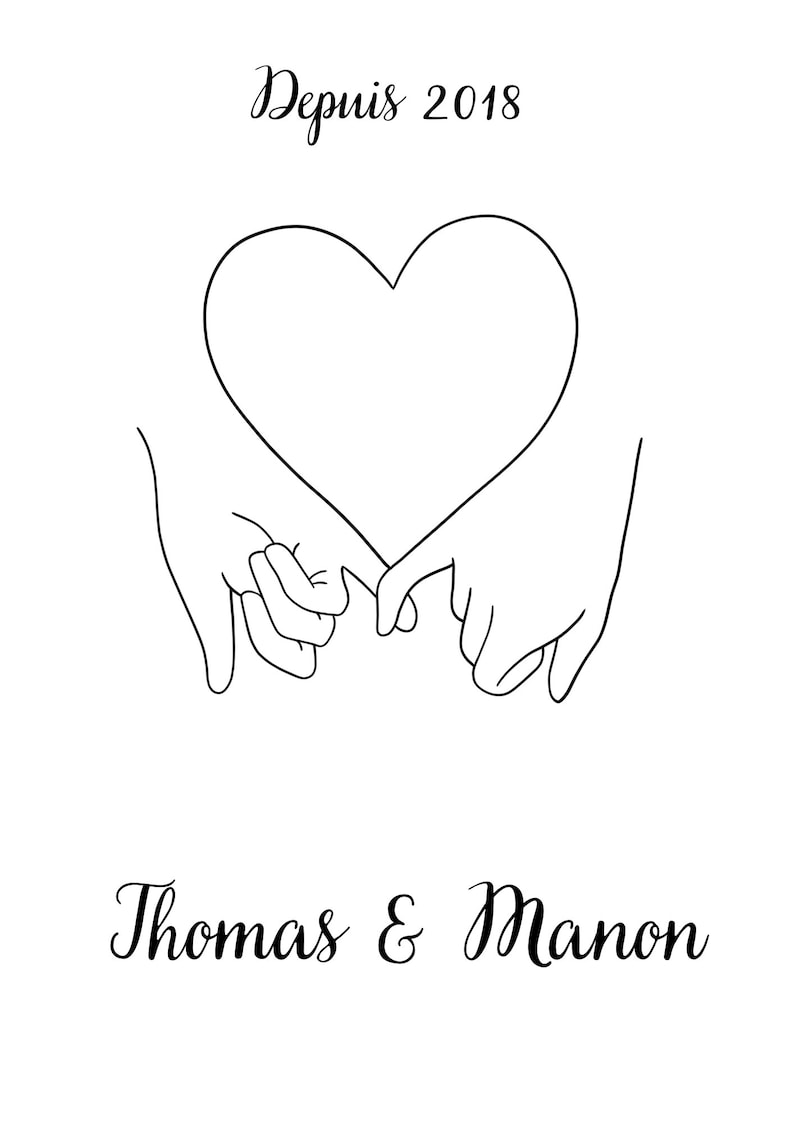 Affiche Couple Promesse du petit doigt personnalisée Pinky - Etsy France
