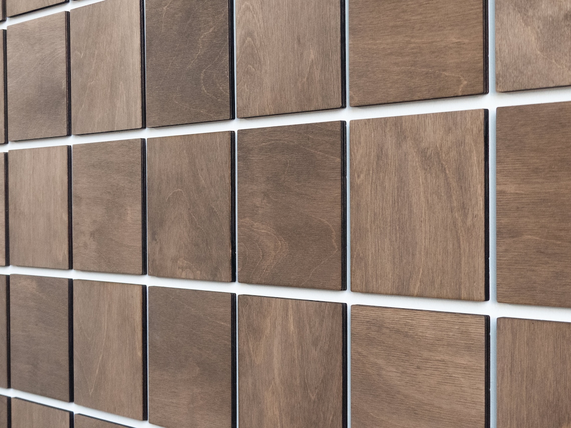 Wood Wall Decor Panels Square Wall Art BIRCH Dark 40pcs per | Etsy