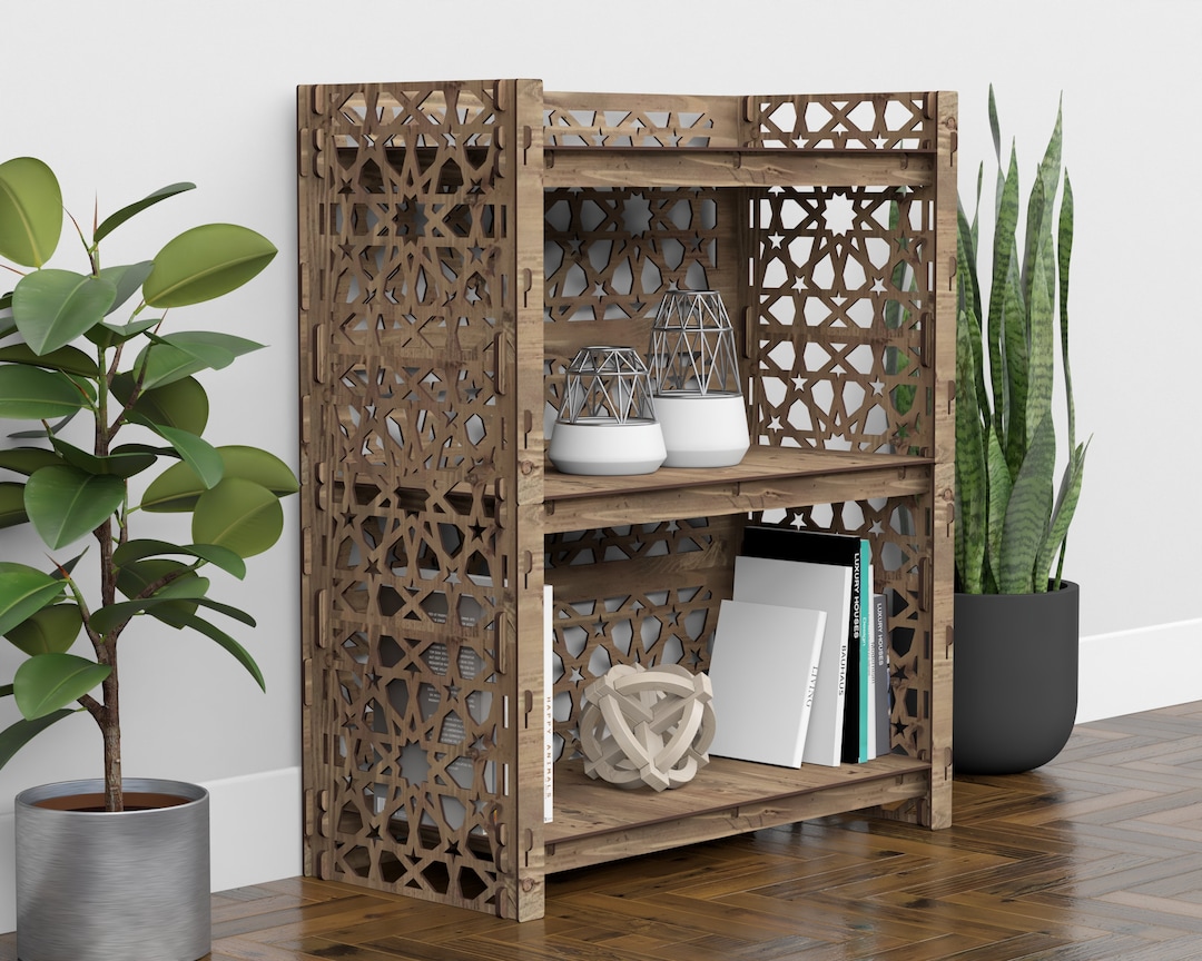 Low Bookcase Wood Bookshelves Shelving Unit - Etsy