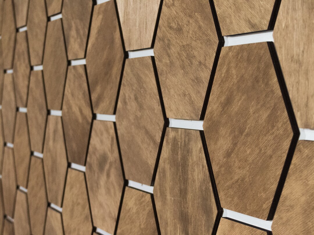 Hexagon Wood Wall Panels Wood Wall Art Bedroom Decor Living Room Decor ...