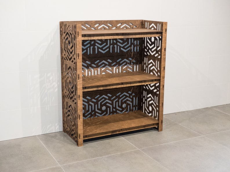 Low Bookcase Wood Bookshelves Shelving Unit solar - Etsy