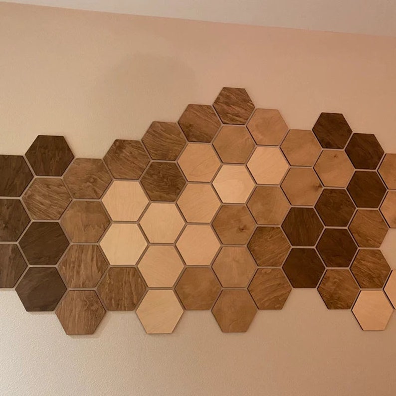 Hexagon Wood Wall Decor RANDOM MIX Wall Panels Wall Art - Etsy