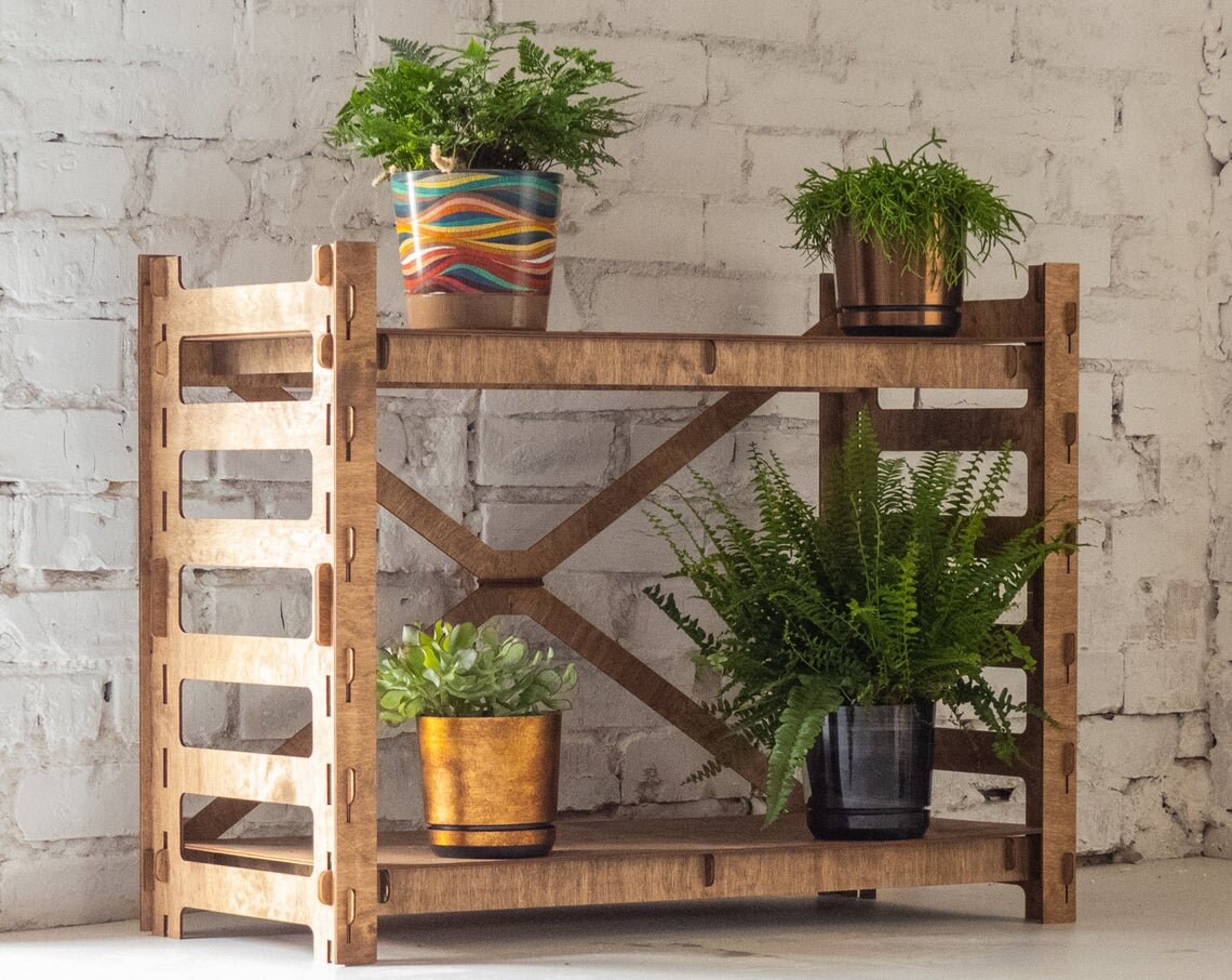 Display Shelf Plant Stand Bookshelf Wooden Shelves Bookcase Etsy