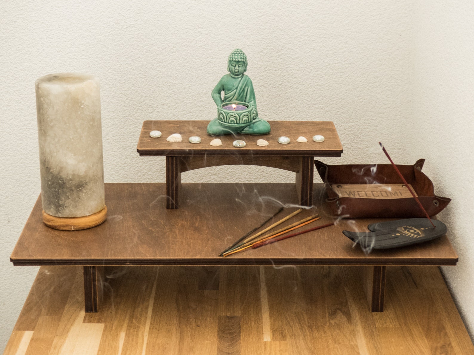 Hexagonica Meditation Altar Table: Plywood Crystal Shelf - Etsy