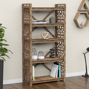 60" Tall Bookcase, Wood Bookshelves, Shelving Unit, Book Shelf "arabic ...