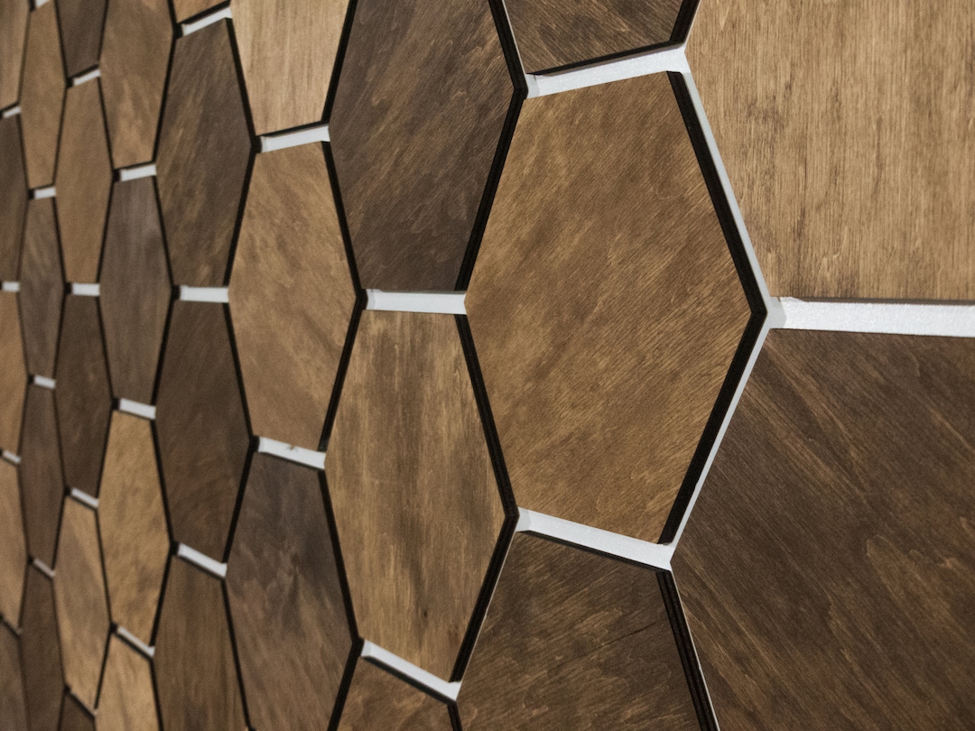 Hexagon Wood Wall Panels: Slat Wall Decor, 32 Piece Set - Etsy