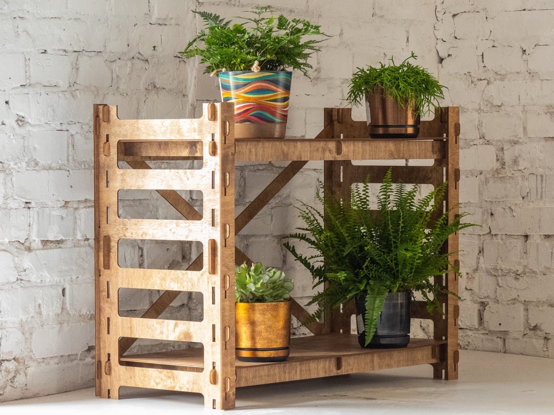 Display Shelf Plant Stand Bookshelf Wooden Shelves Bookcase Etsy