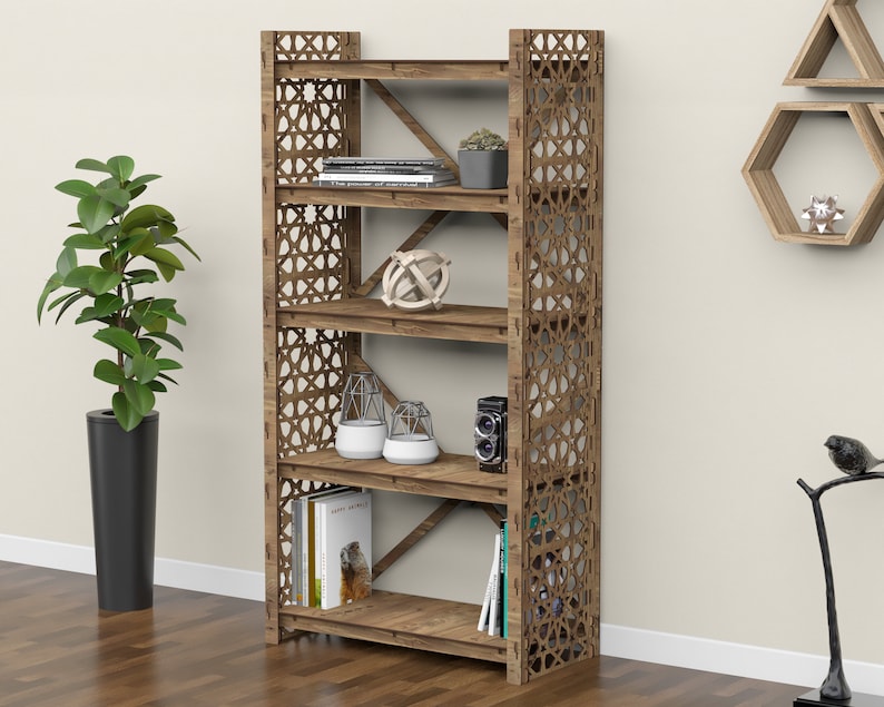 60" Tall Bookcase, Wood Bookshelves, Shelving Unit, Book Shelf "arabic ...