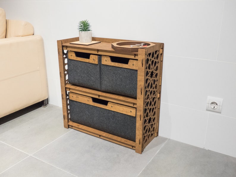 Small Side Table End Table With Bins Bookshelf Bookcase - Etsy