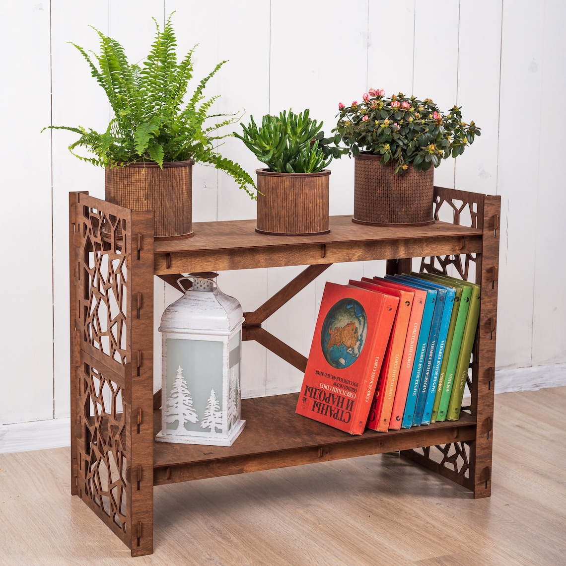 Bookshelf Plant Stand Bookcase Shelving Unit Housewarming T Etsy