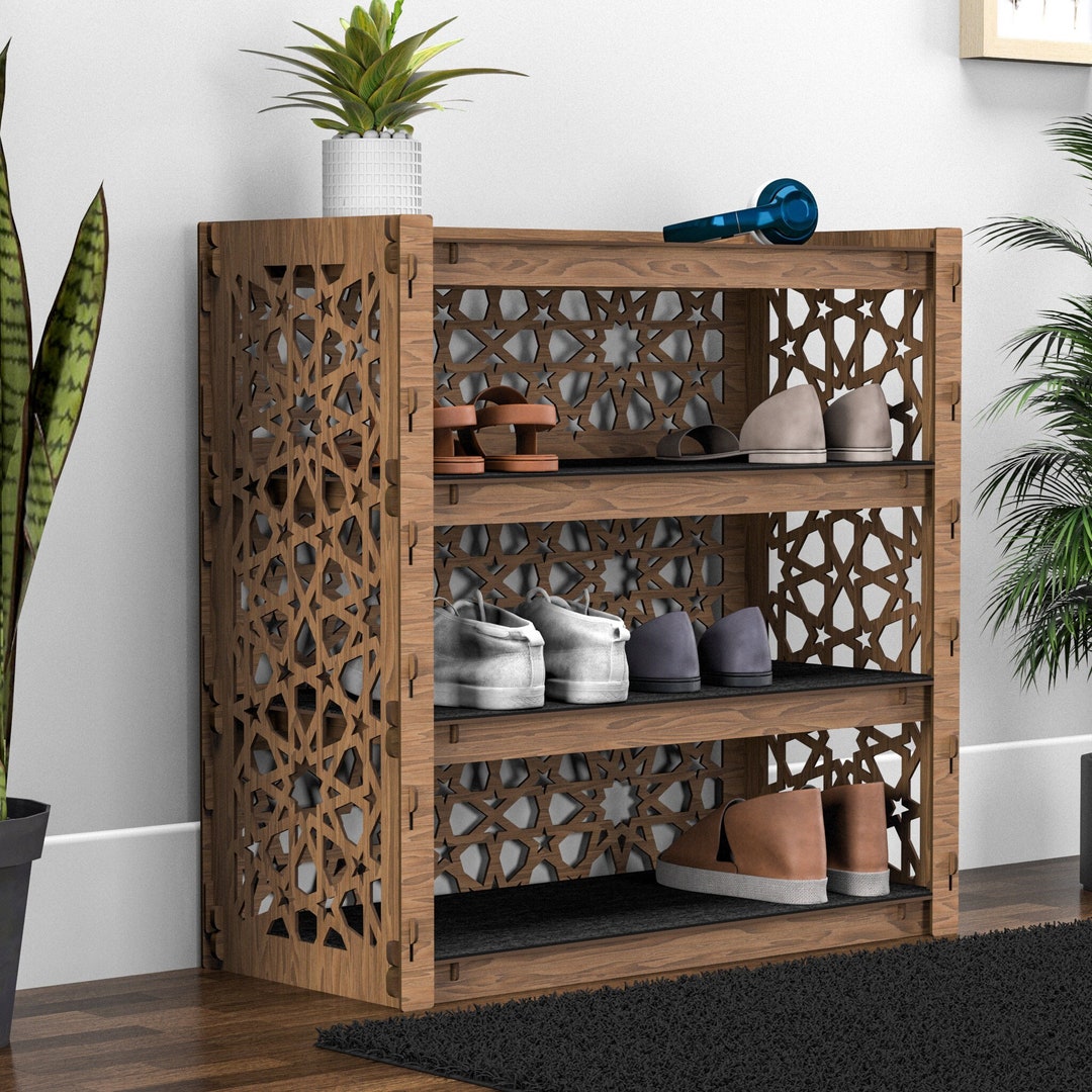 Hexagonica Plywood Shoe Rack Bench: Entryway Organizer - Etsy