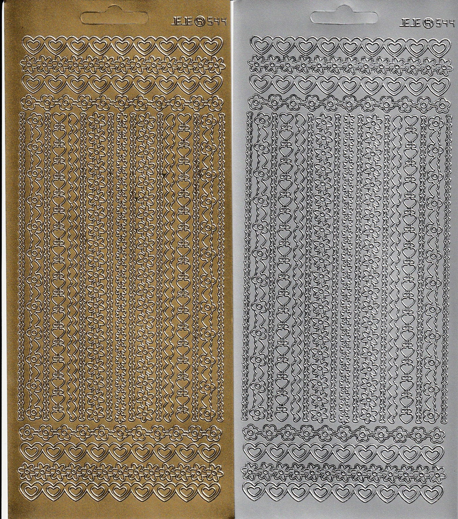 Decorative Borders and Corners Gold or Silver Peel off Outline Stickers ...