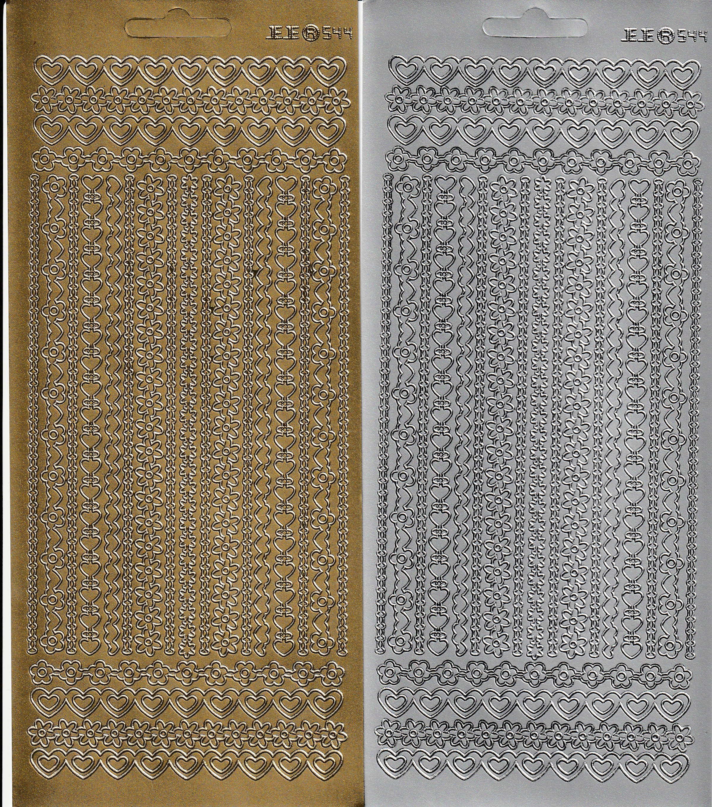 Decorative Borders and Corners Gold or Silver Peel off Outline Stickers ...