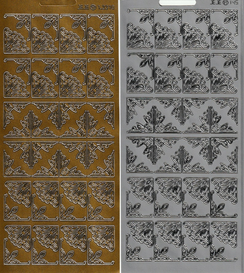 Decorative Borders and Corners Gold or Silver Peel off Outline Stickers ...