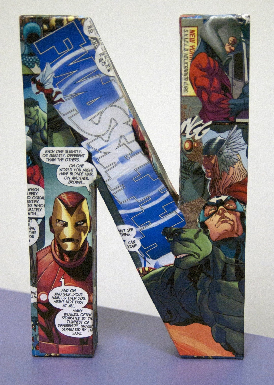 Comic Book Letter Art: Upcycled Decorated Large Cardboard Papier Mache ...