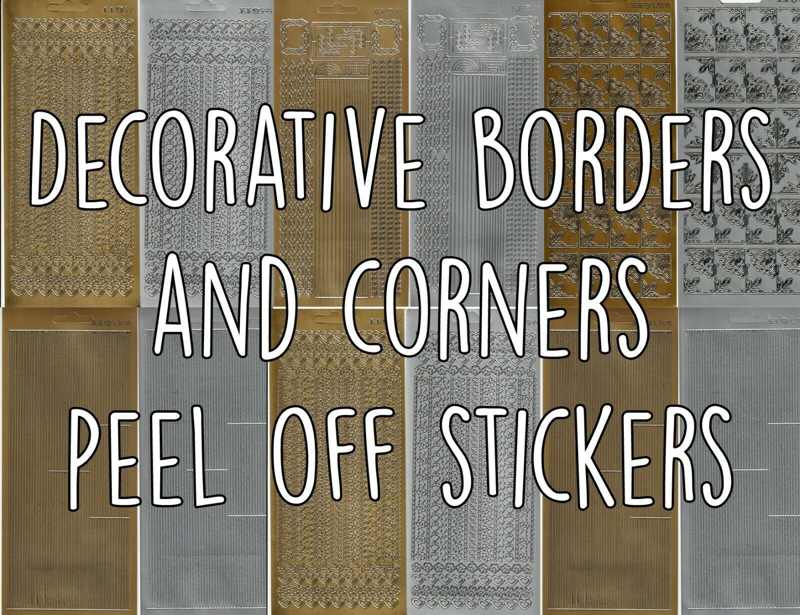 Decorative Borders and Corners Gold or Silver Peel off Outline Stickers ...