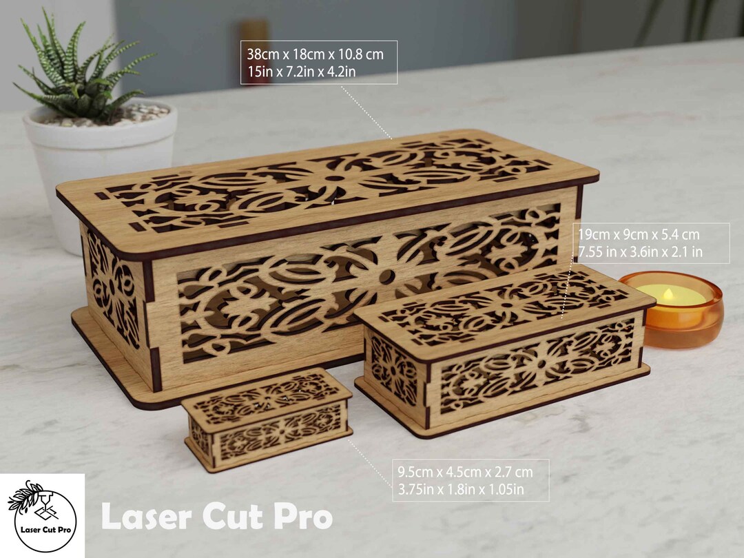 Laser Cut Ornate Nesting Box Template: Set of 3 (digital Download) - Etsy