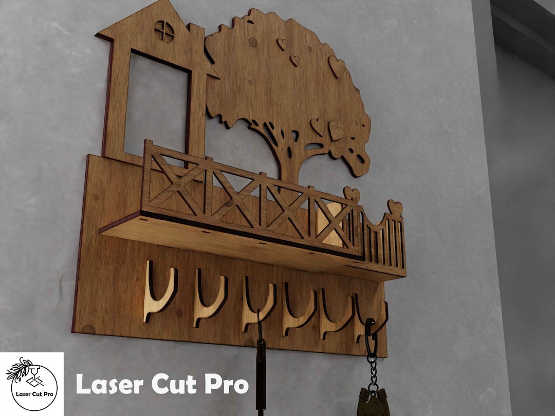 Laser Cut Wood Key Holder With Shelf & Mail Rack (laser Files) - Etsy