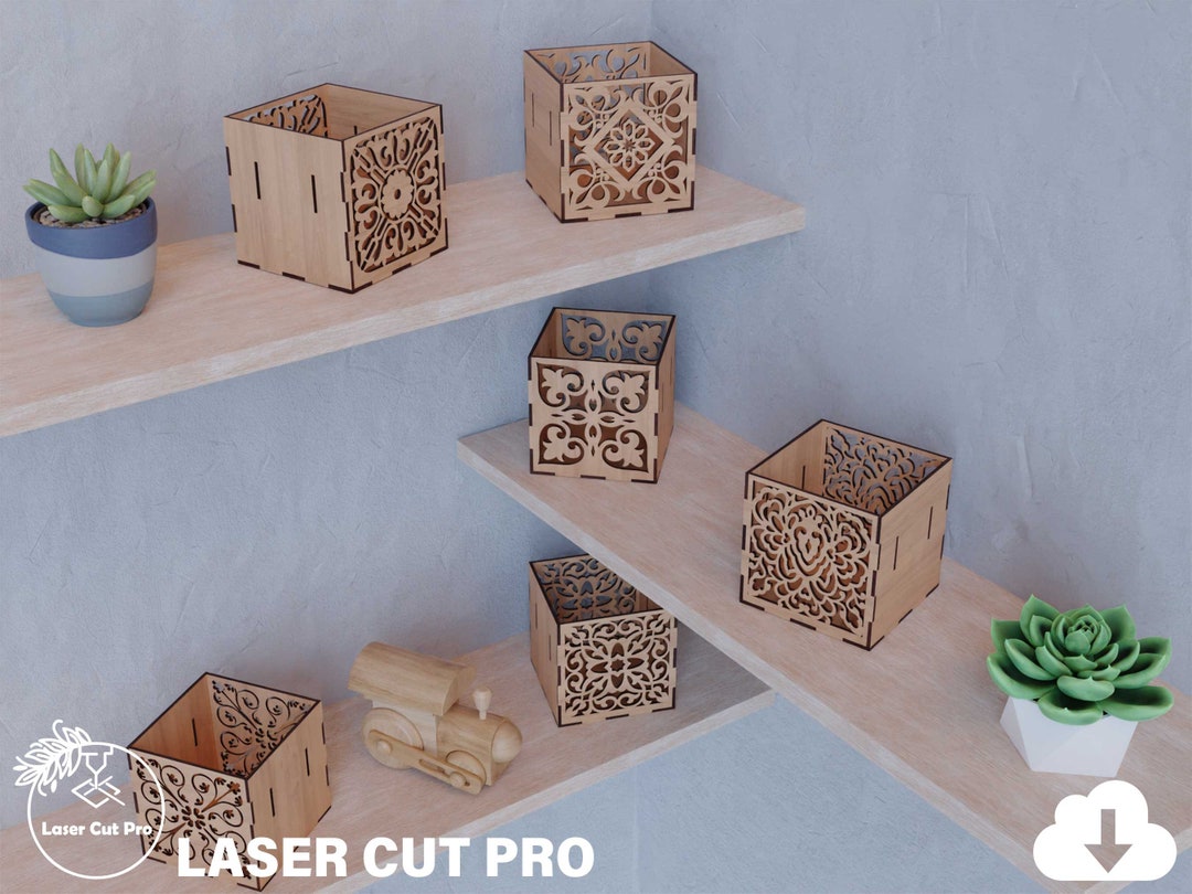 Laser Cut Wooden Shadow Lamp Files – Decorative Plant Pot Designs (SVG ...
